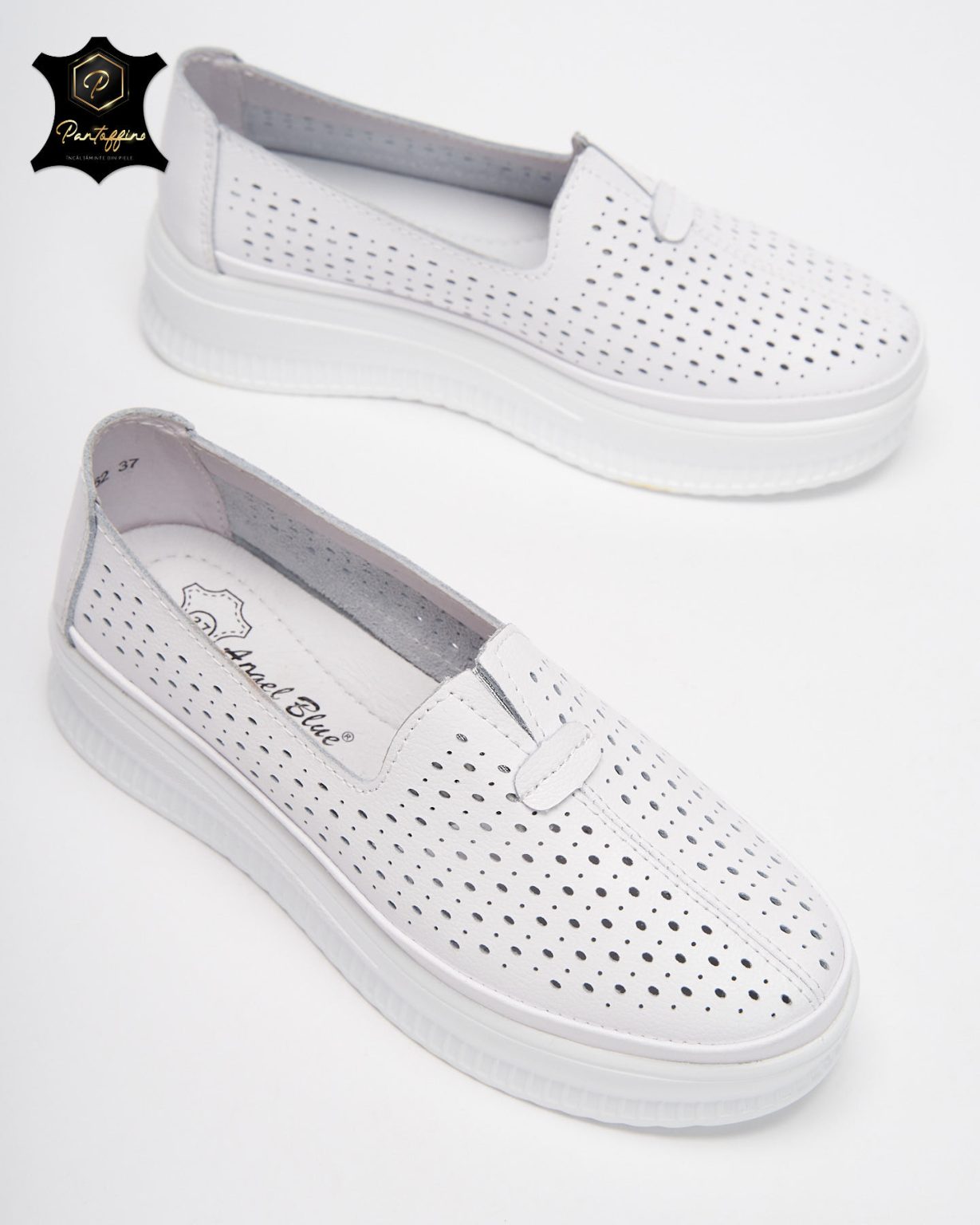 Pantofi Casual Dama Albi Piele Perforata | Pantoffino