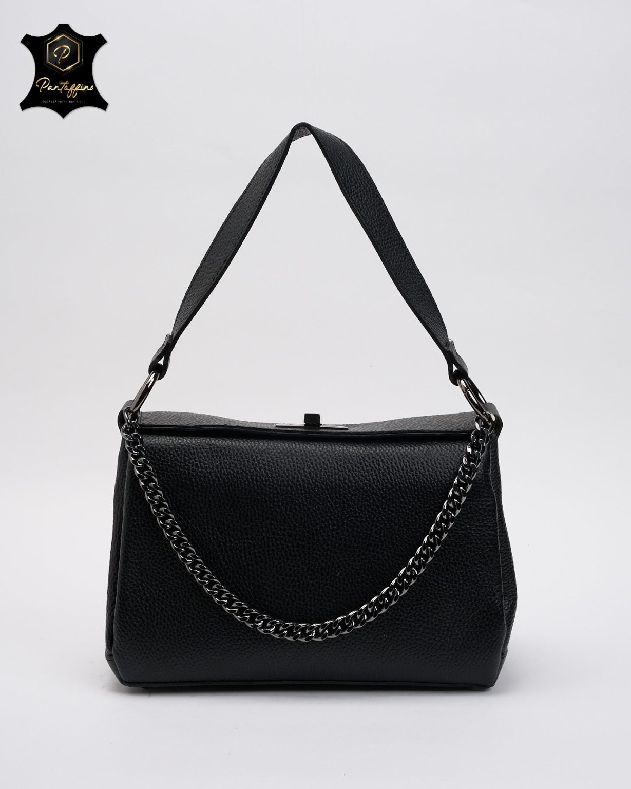 Geanta Neagra Piele Naturala Dama - Colectie Noua | Pantoffino